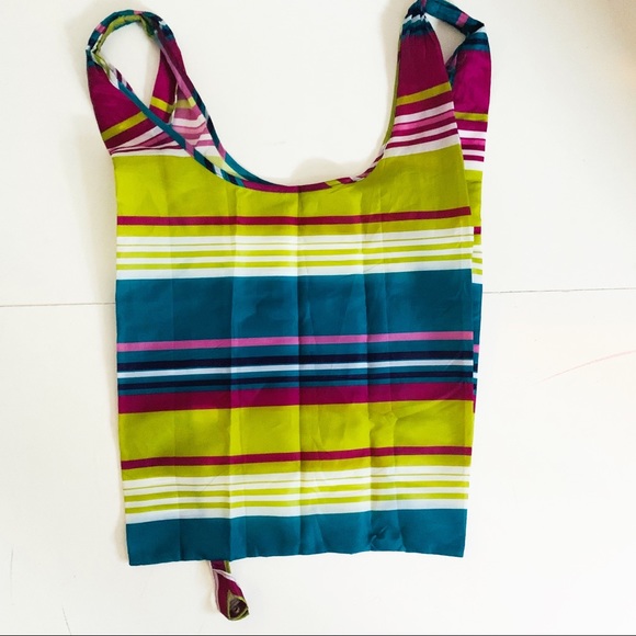 Bags | Sustainable Ecofriendly Stripe Nylon Tote Bag Purse Compact ...